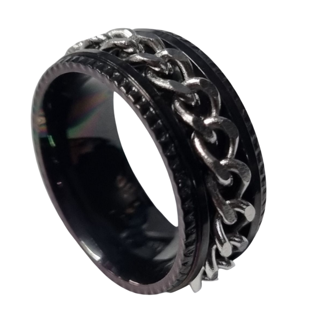 Chain Fidget Ring - Black/Silver – Sensory Kingdom